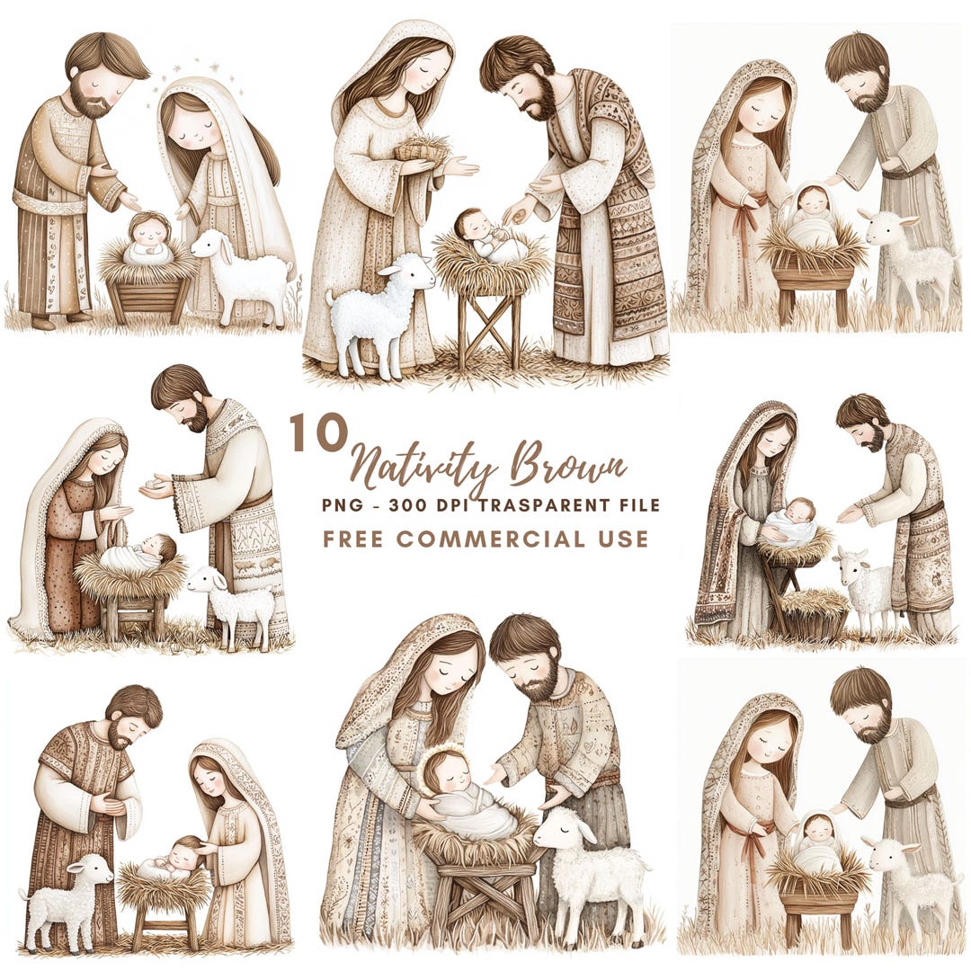 Nativity Clipart Bundle 10 High Quality Png,watercolor Nativity Sacred ...
