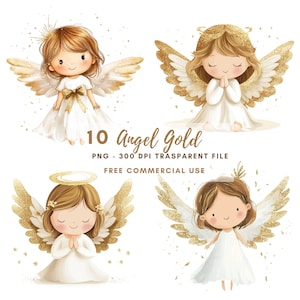 Guardian Angel Clipart PNG Bundle 10 High Quality Png,watercolor Gold ...