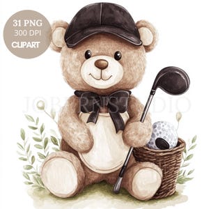 Baby Golf Clipart Png,bundle 31 High Quality, Watercolor Teddy Bear ...
