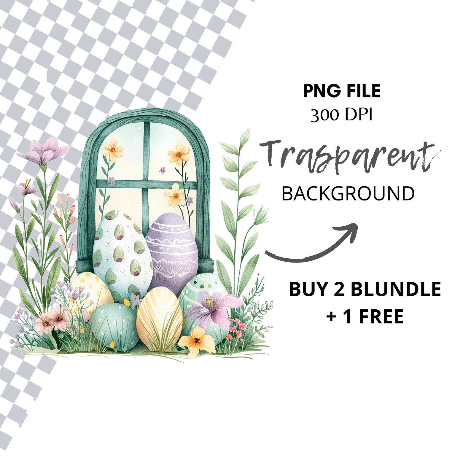 Easter Window Clipart PNG Bundle 13 High Quality,watercolor Easter Egg ...