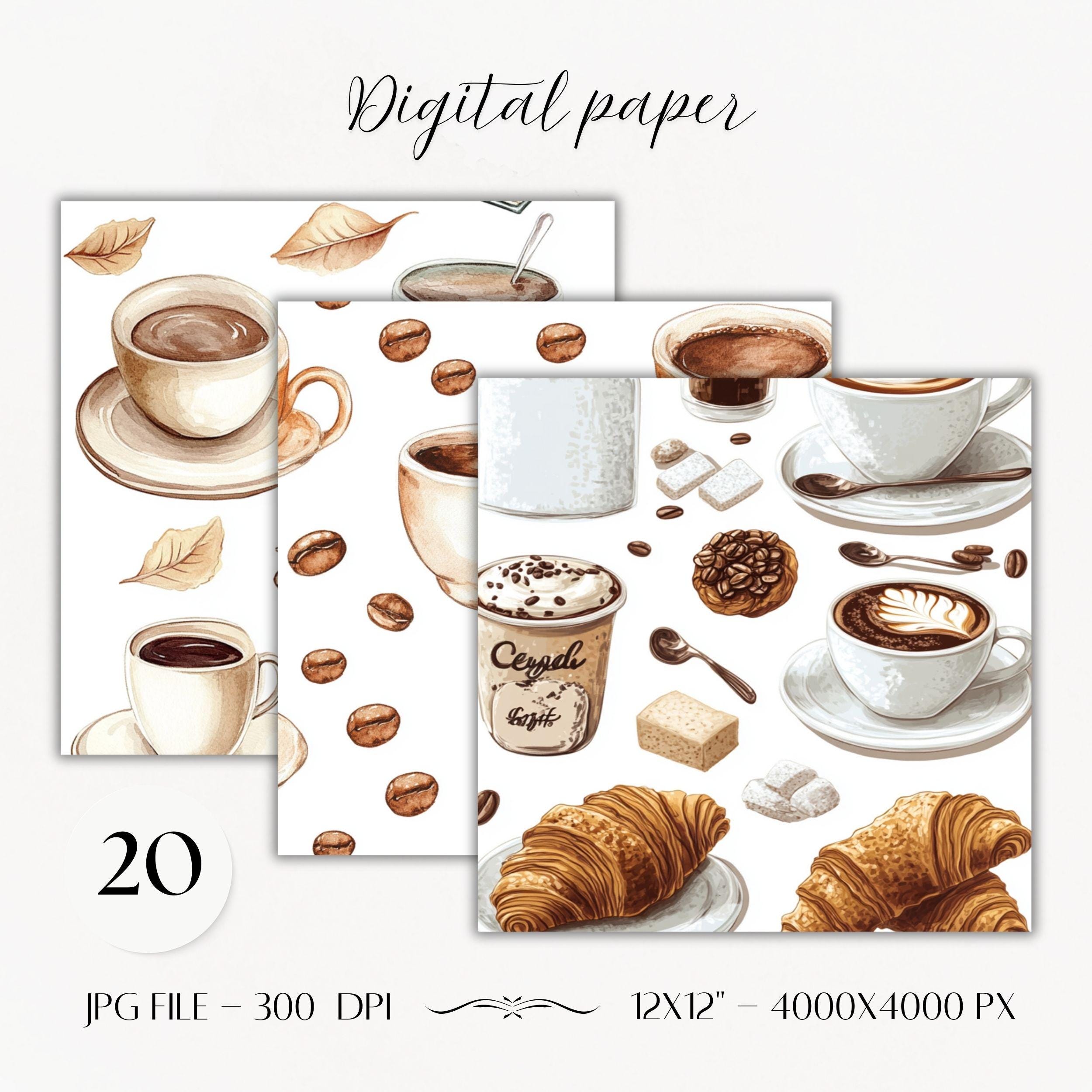 Coffee Digital Paper Pack- 20 Scrapbook Junk Journal Papers -seamless ...