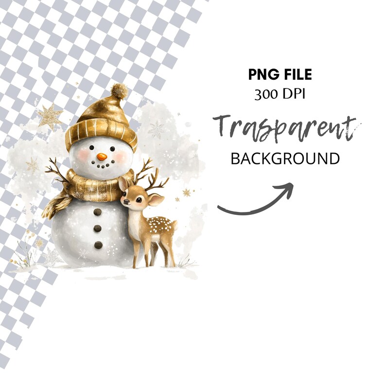 Watercolor Christmas Snowman Clipart Png,bundle 10 High Quality ,gold ...