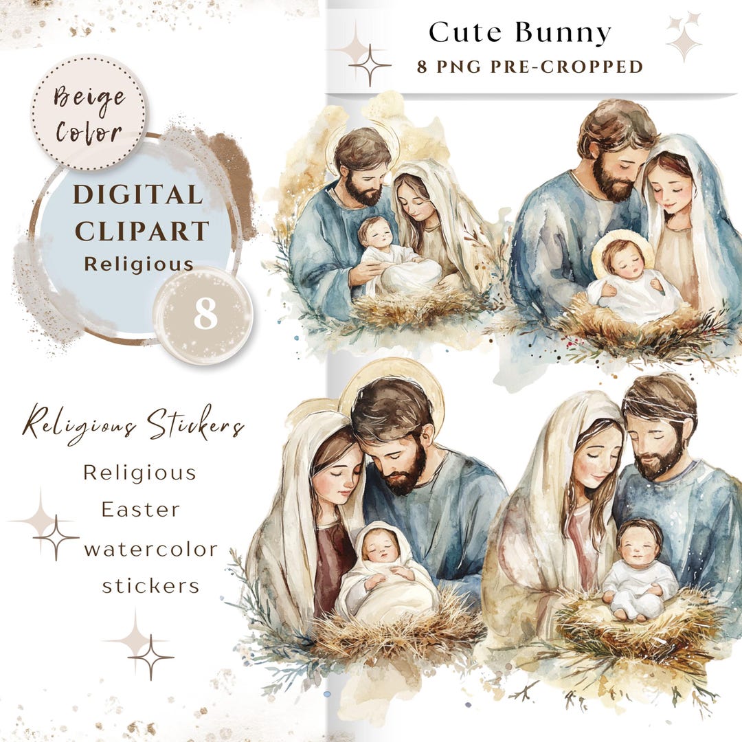Nativity Clipart Bundle 8 High Quality Png,watercolor Nativity Sacred ...