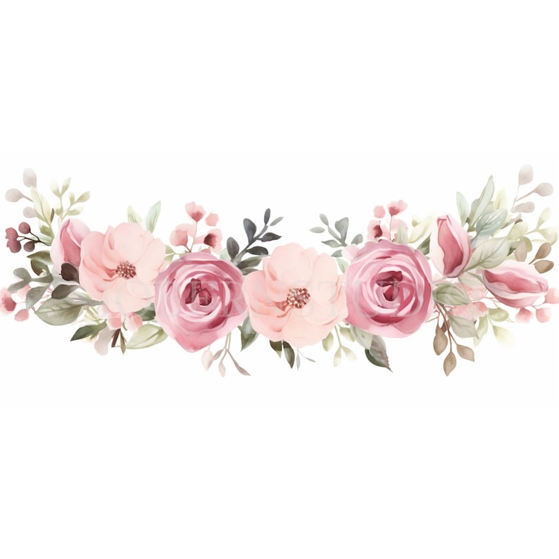 Rose Garland Clipart Bundle 15 High Quality Png,watercolor Floral ...