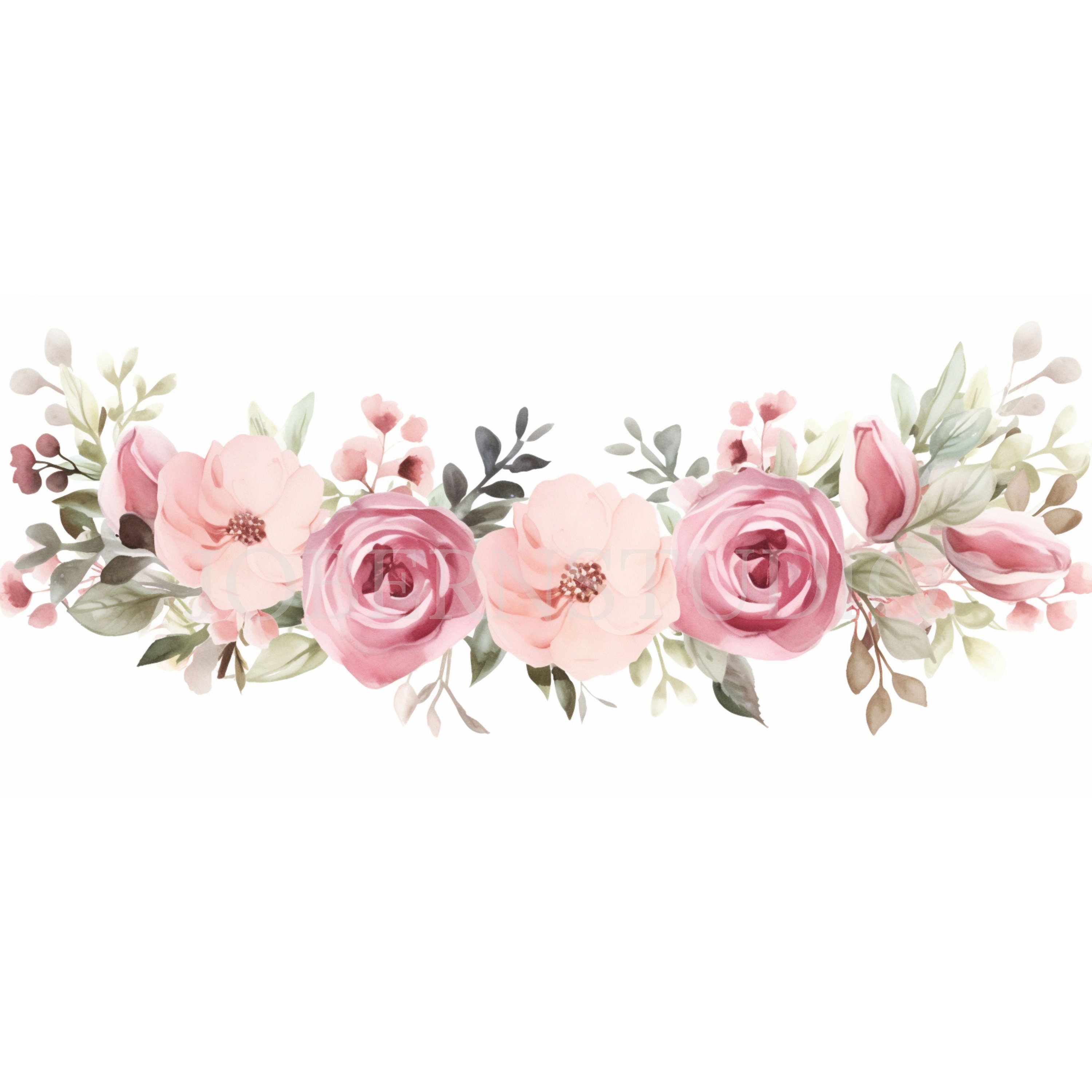 Rose Garland Clipart Bundle 15 High Quality Png,watercolor Floral ...