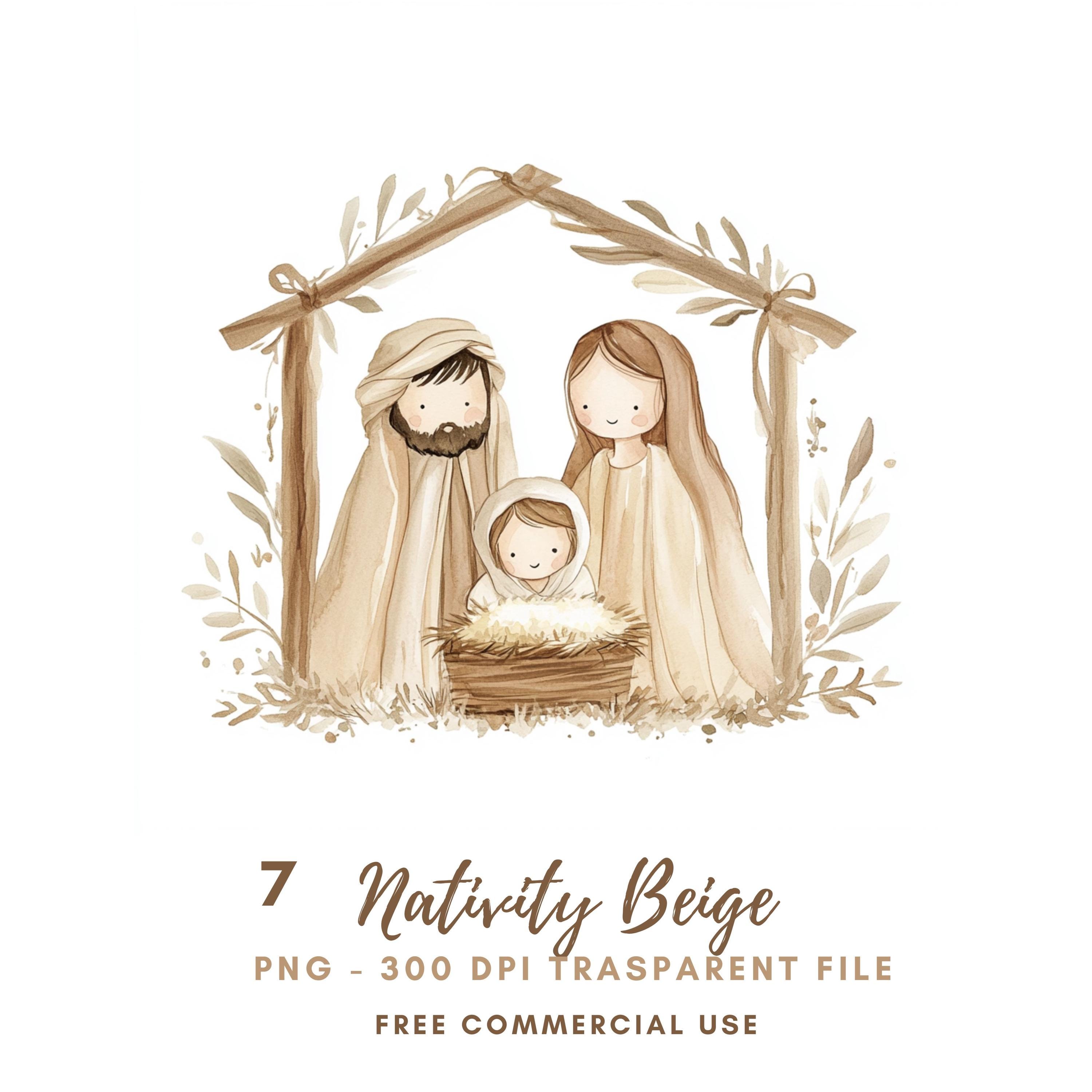 Nativity Clipart Bundle 7 High Quality Png,watercolor Nativity Sacred ...