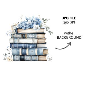 Floral Book Clipart Bundle 11 High Quality Png,watercolor Blue Books ...