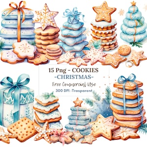 Christmas Cookies Clipart Bundle 15 High Quality Png,watercolor Clip ...