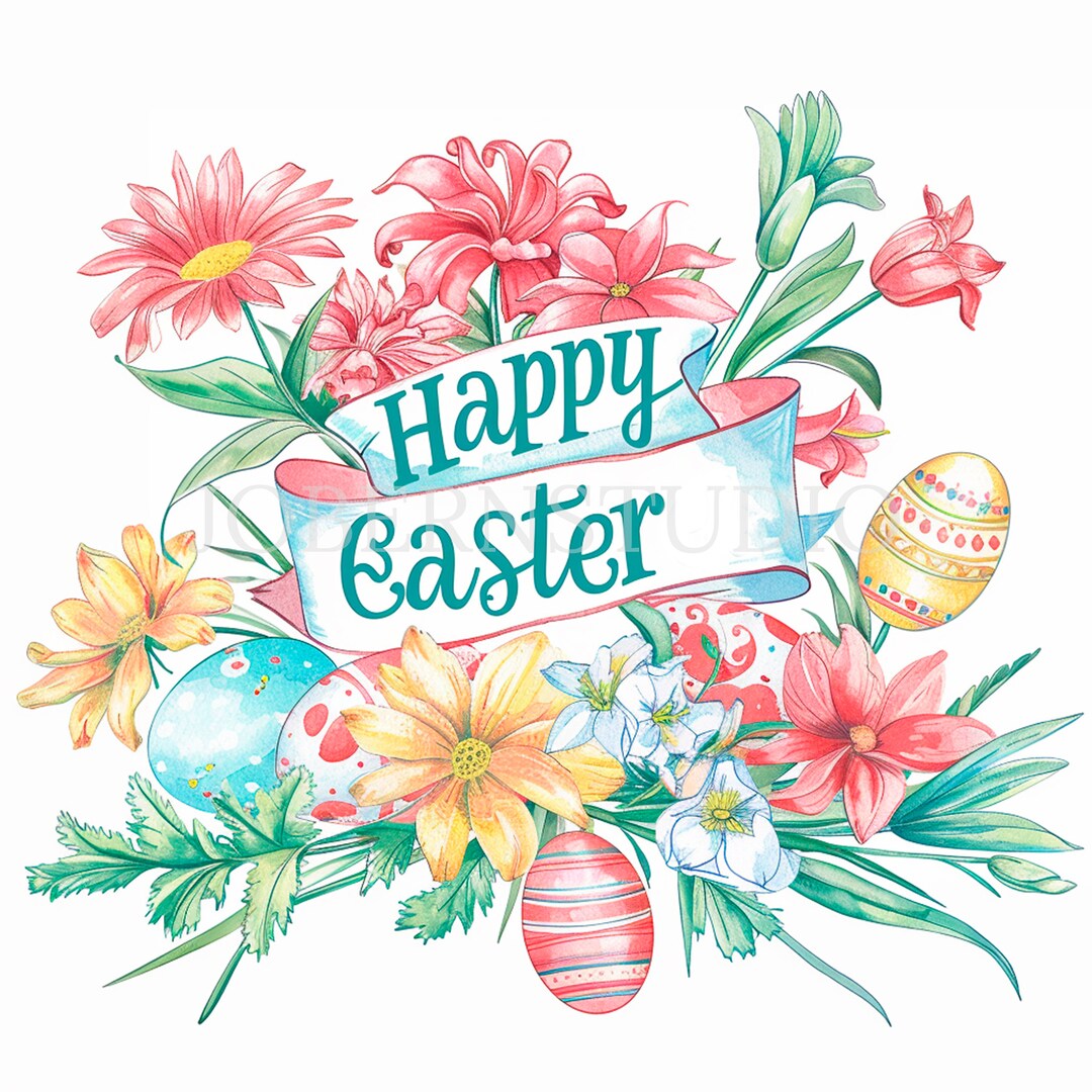 Easter Word Clipart PNG Bundle 15 High Quality,pastel Easter Watercolor ...