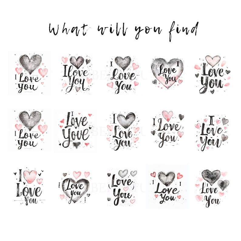 I Love You Text, Clipart Bundle 15 High Quality PNG,I Love You Text ...