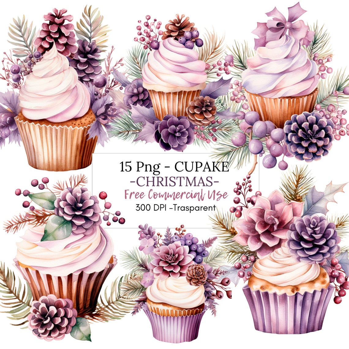 Christmas Cupcake Clipartbundle 15 High Quality - Etsy