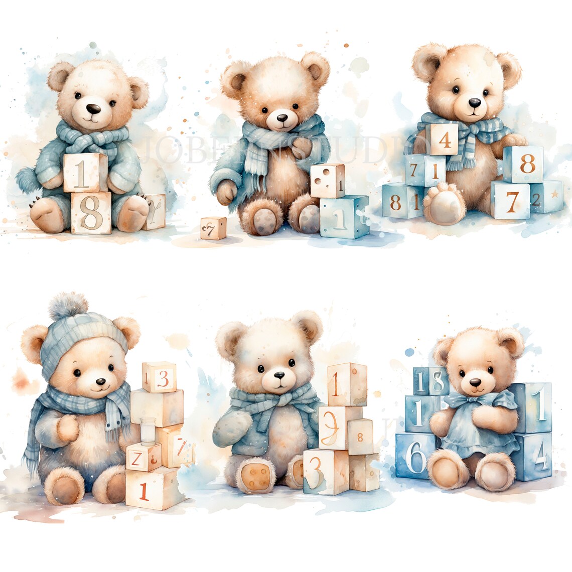 Blue Teddy Bear Clipart Pngbundle 15 High Quality Jpgdigital - Etsy