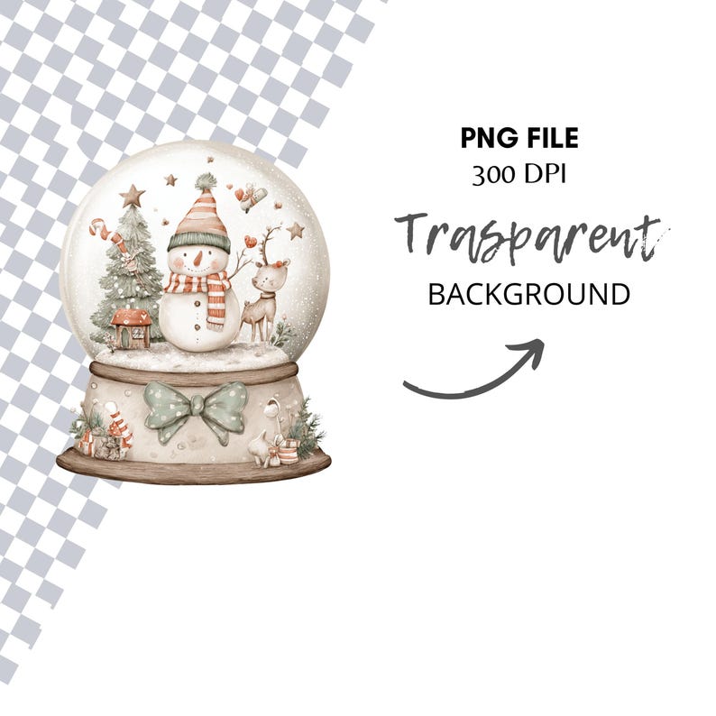 Christmas Snow Globe Clipart PNG Bundle 11 | Watercolor Christmas Beige ...