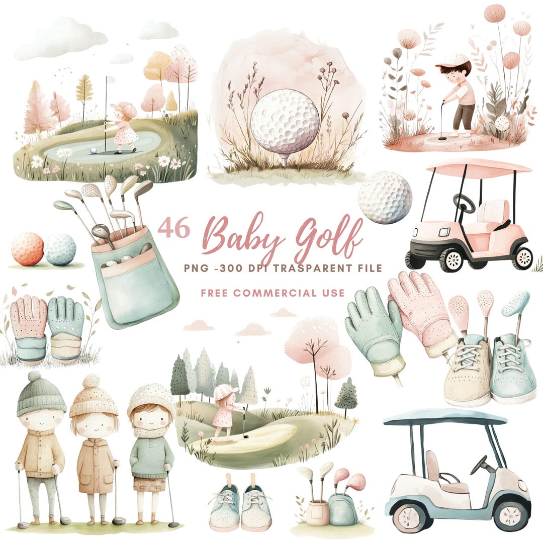 Baby Golf Clipart Png,bundle 46 High Quality, Watercolor Baby Sport ...