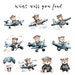 Teddy Bear Aviator Clipart PNG Bundle 30 High Quality,digital Download ...
