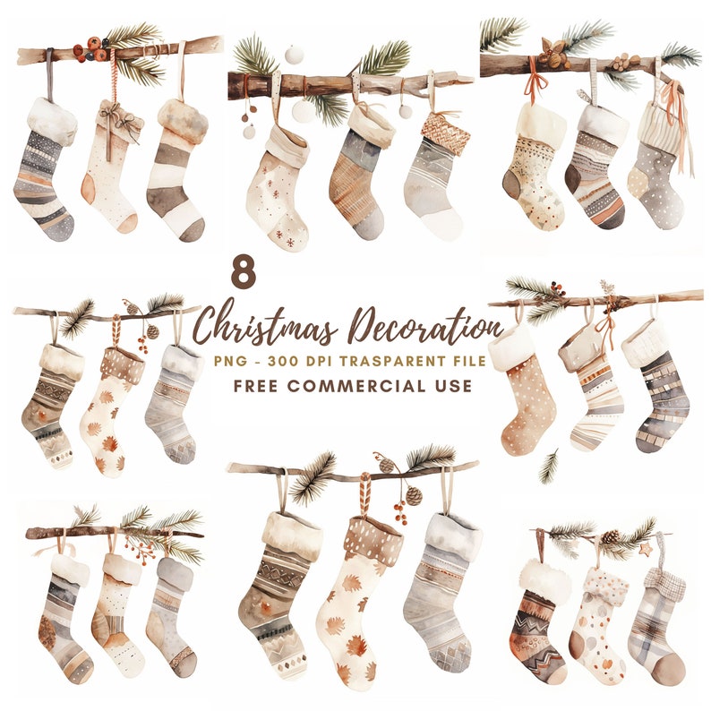 Christmas Ornament Clipart PNG Bundle 8, Watercolor Christmas ...