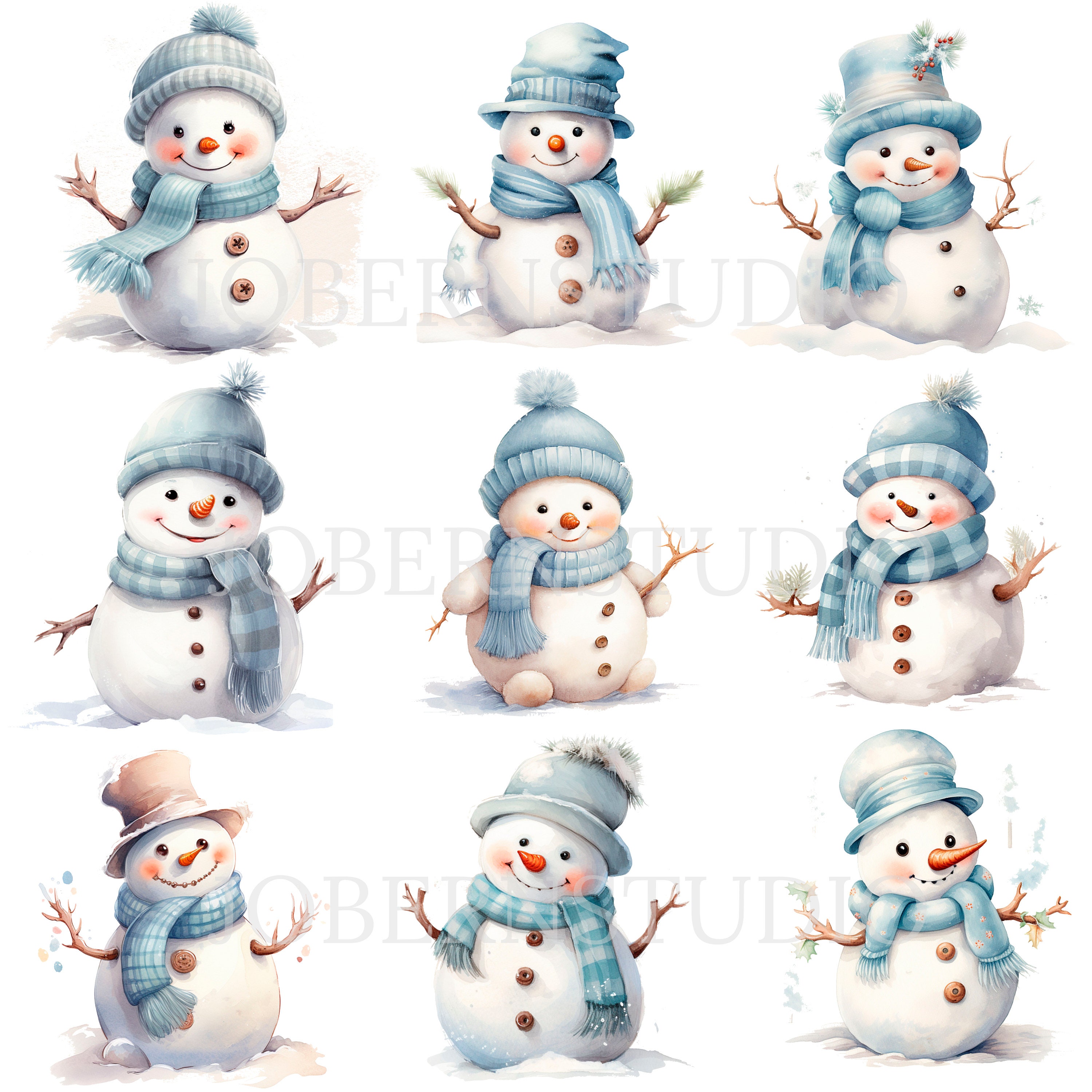 Christmas Snowman Clipart Png,bundle 15 High Quality Jpg,digital ...
