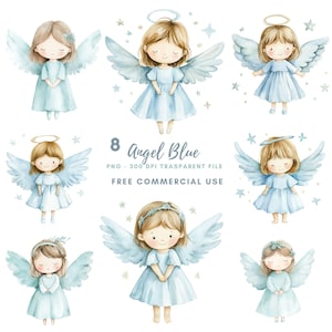 Guardian Angel Clipart PNG Bundle 8 High Quality Png,watercolor Blue ...