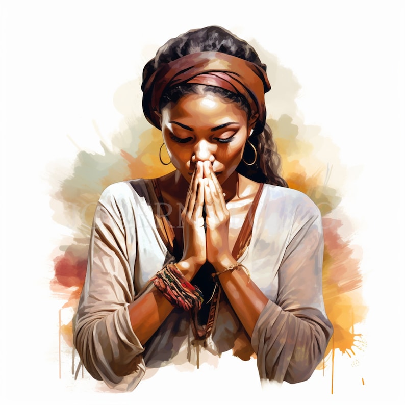 Black Woman Praying Clipart Png,bundle 15 High Quality Jpg,digital Download,card Making,digital ...