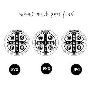 Saint Benedict Medal SVG, Black Medal of Saint Benedict Clipart,digital ...
