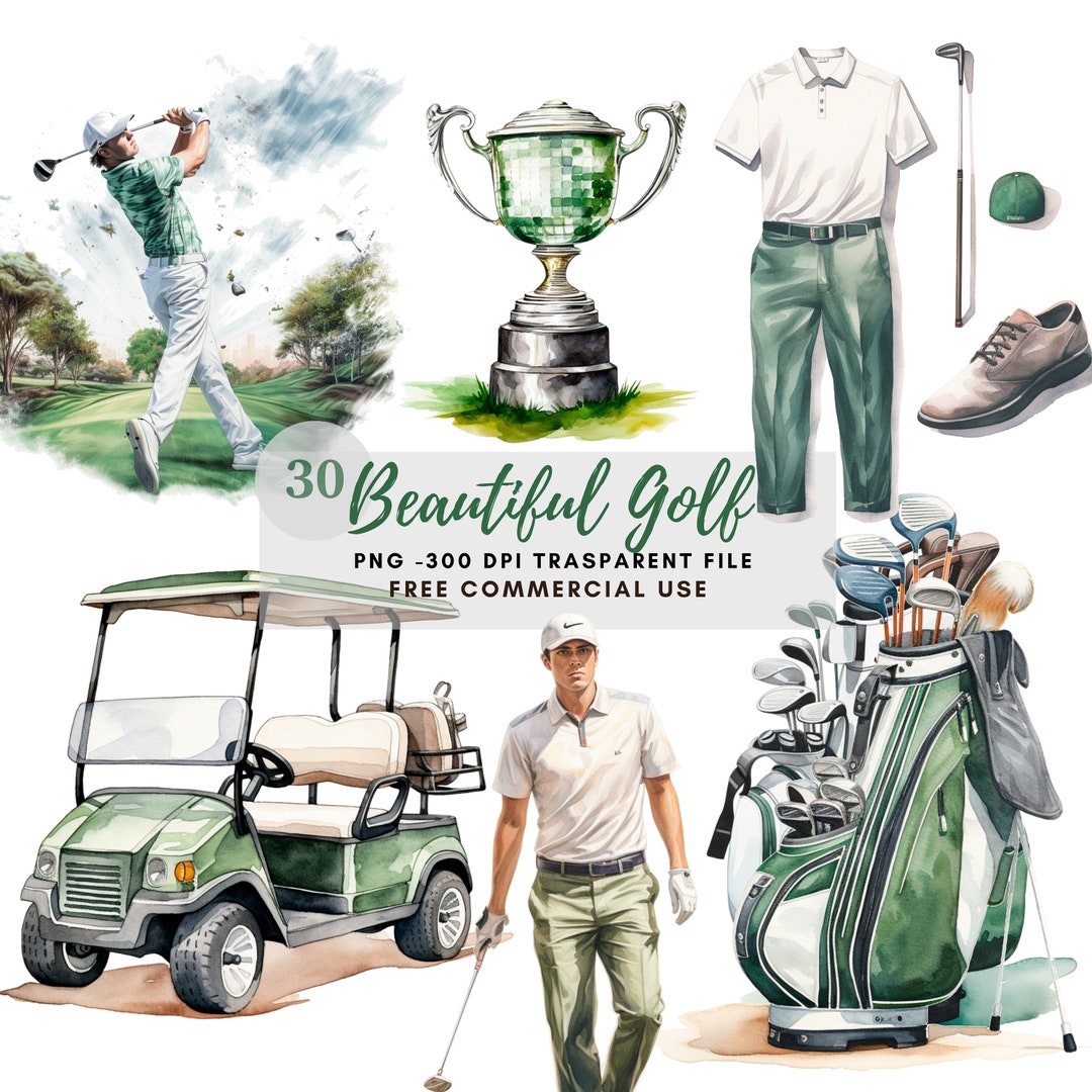 Golf Clipart Png,bundle 30 High Quality, Watercolor Sport Golf Digital ...