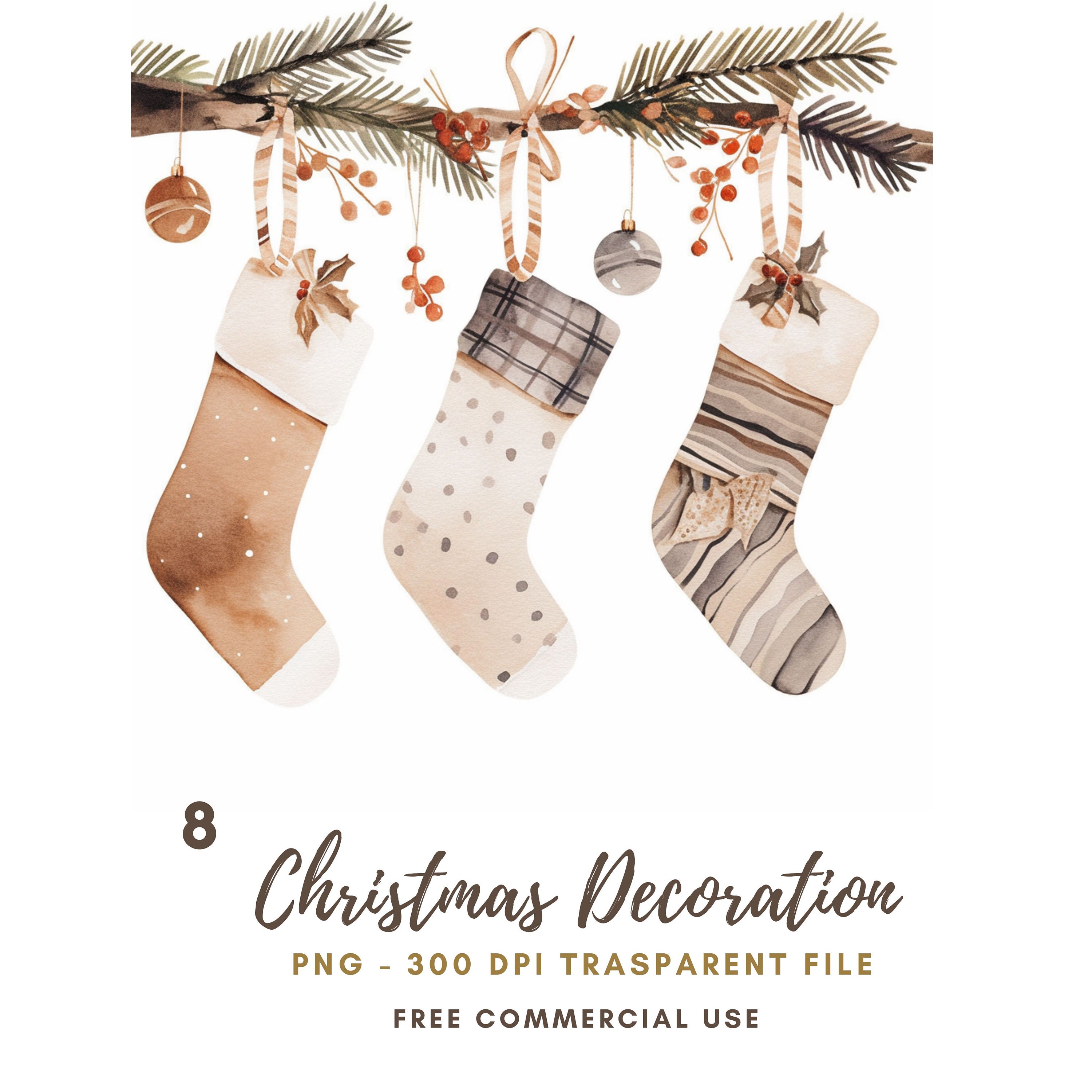 Christmas Ornament Clipart PNG Bundle 8, Watercolor Christmas ...