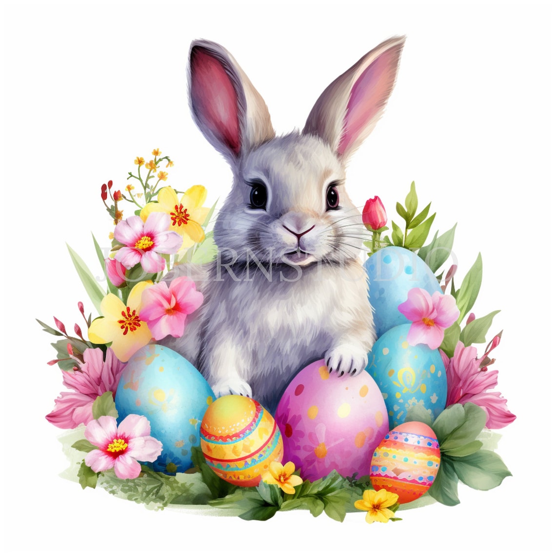 Easter Bunny Clipart PNG Bundle 10 High Quality JPG, Easter Watercolor ...