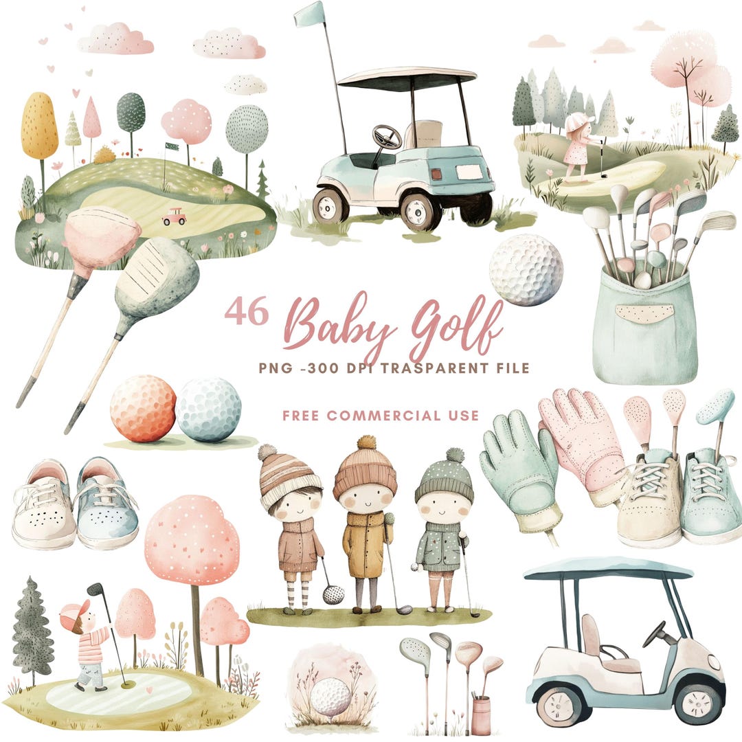 Watercolor Baby Golf Clipart Bundle, Sport PNG (digital Download ...