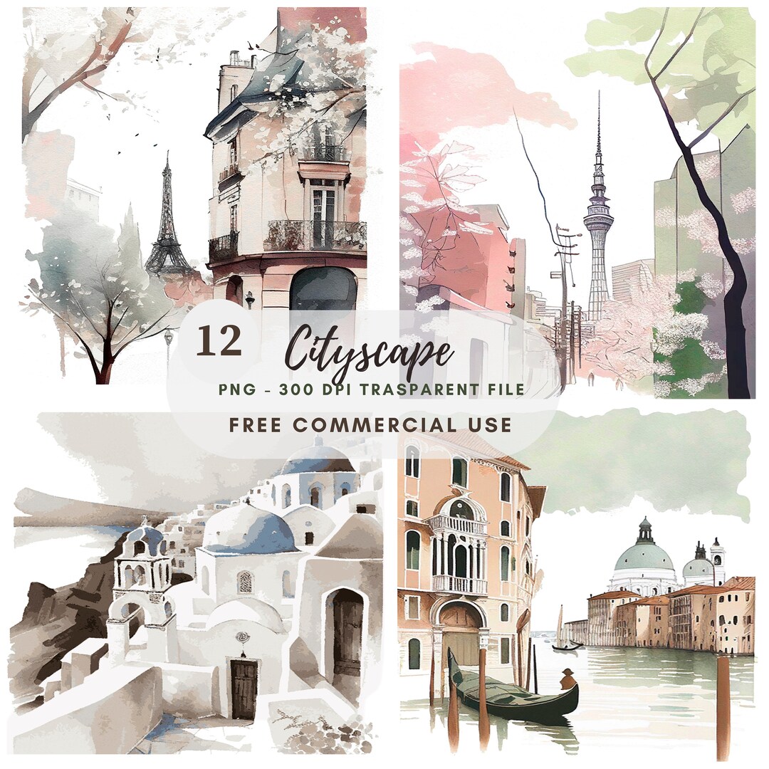 Cityscape Clipart Png,bundle 12 High Quality,watercolor New York ...