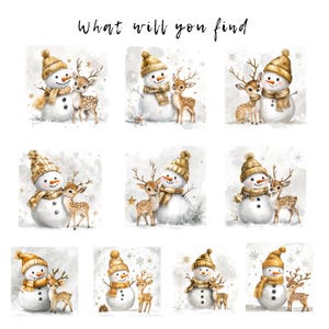 Watercolor Christmas Snowman Clipart Png,bundle 10 High Quality ,gold ...