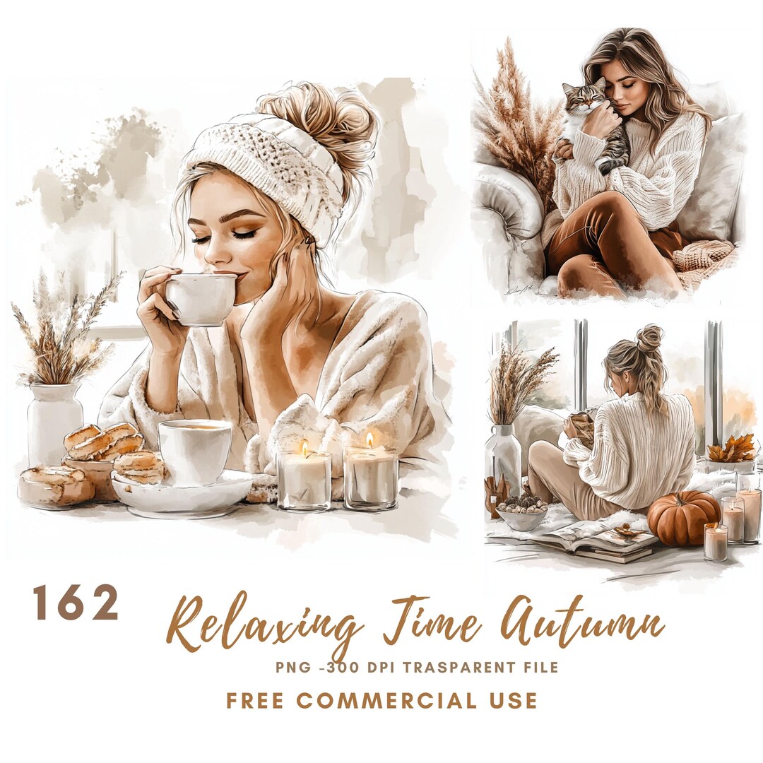 Watercolor Relaxing Time Woman Clipart Png,bundle 162 High Quality ...