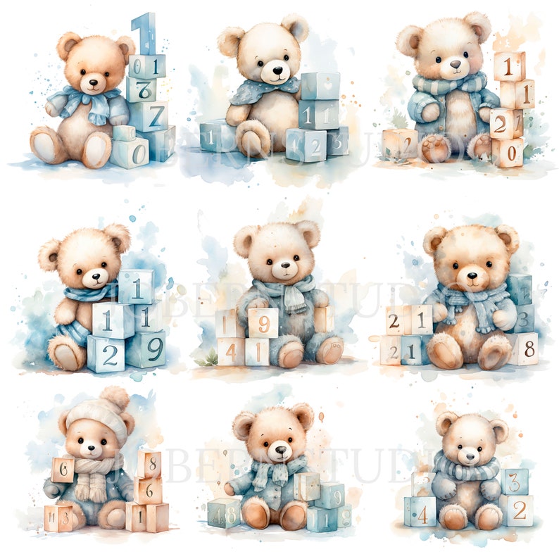 Blue Teddy Bear Clipart Pngbundle 15 High Quality Jpgdigital - Etsy