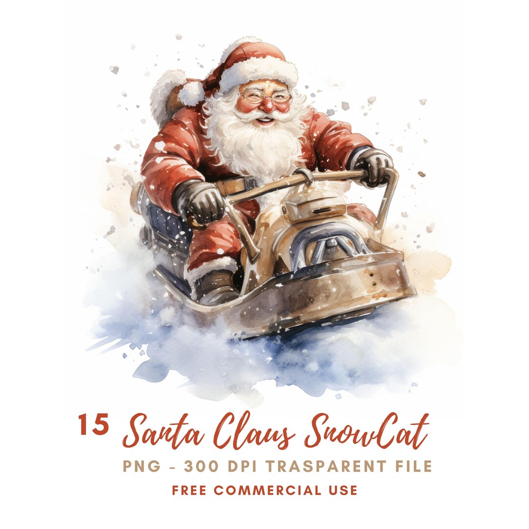 Christmas Santa Claus Snowcat Clipart, Bundle 15 High Quality Png ...