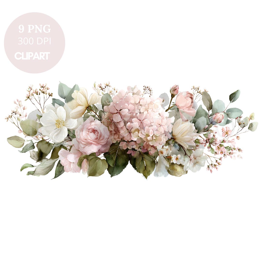 Hydrangea Border Clipart Bundle 9 High Quality Png|watercolor Hydrangea ...