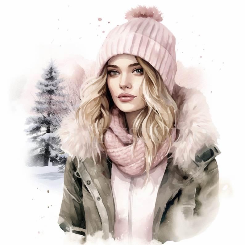 Winter Woman Clipart PNG, 15 High Quality Jpgs,bundle Watercolor ...