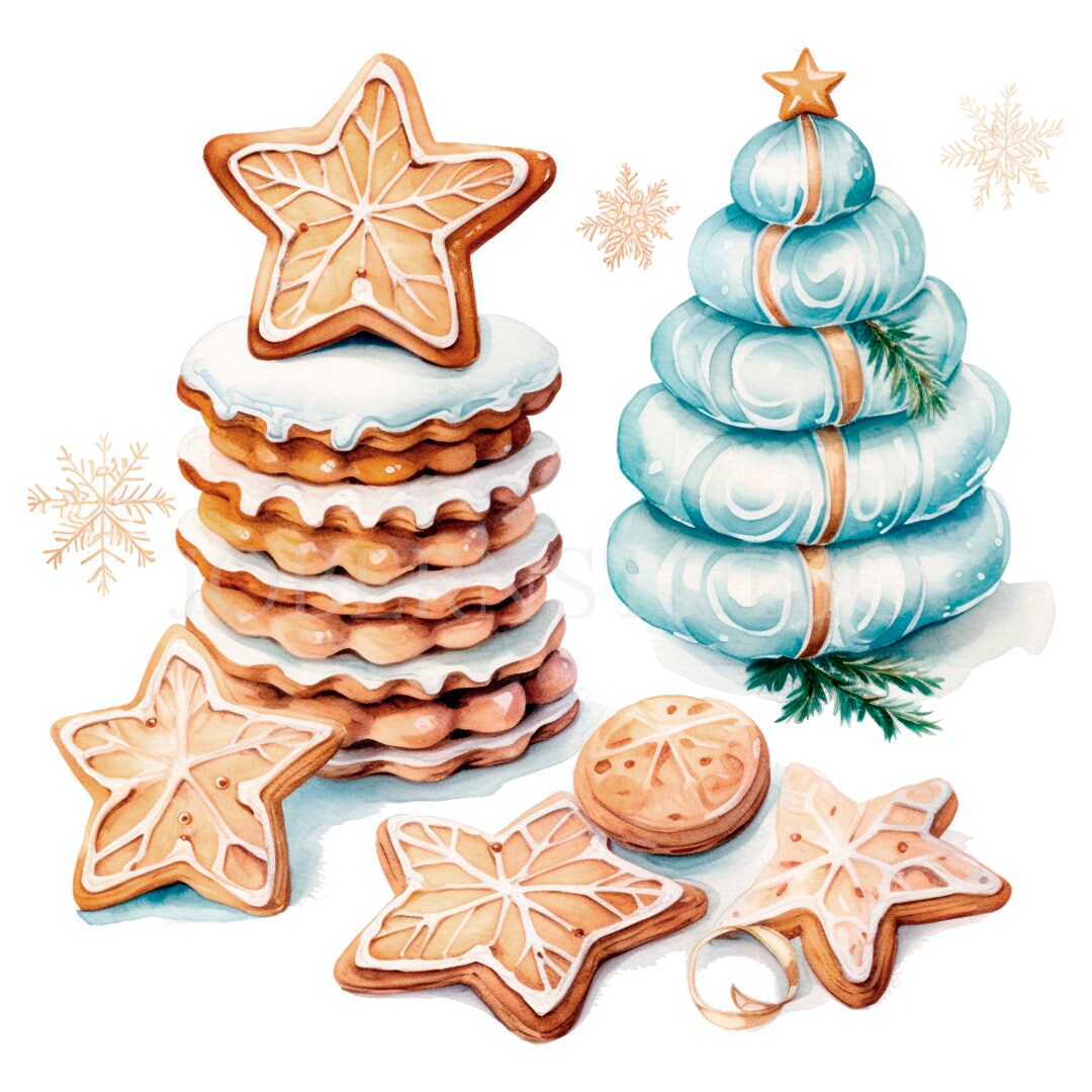Christmas Cookies Clipart Bundle 15 High Quality Png,watercolor Clip ...