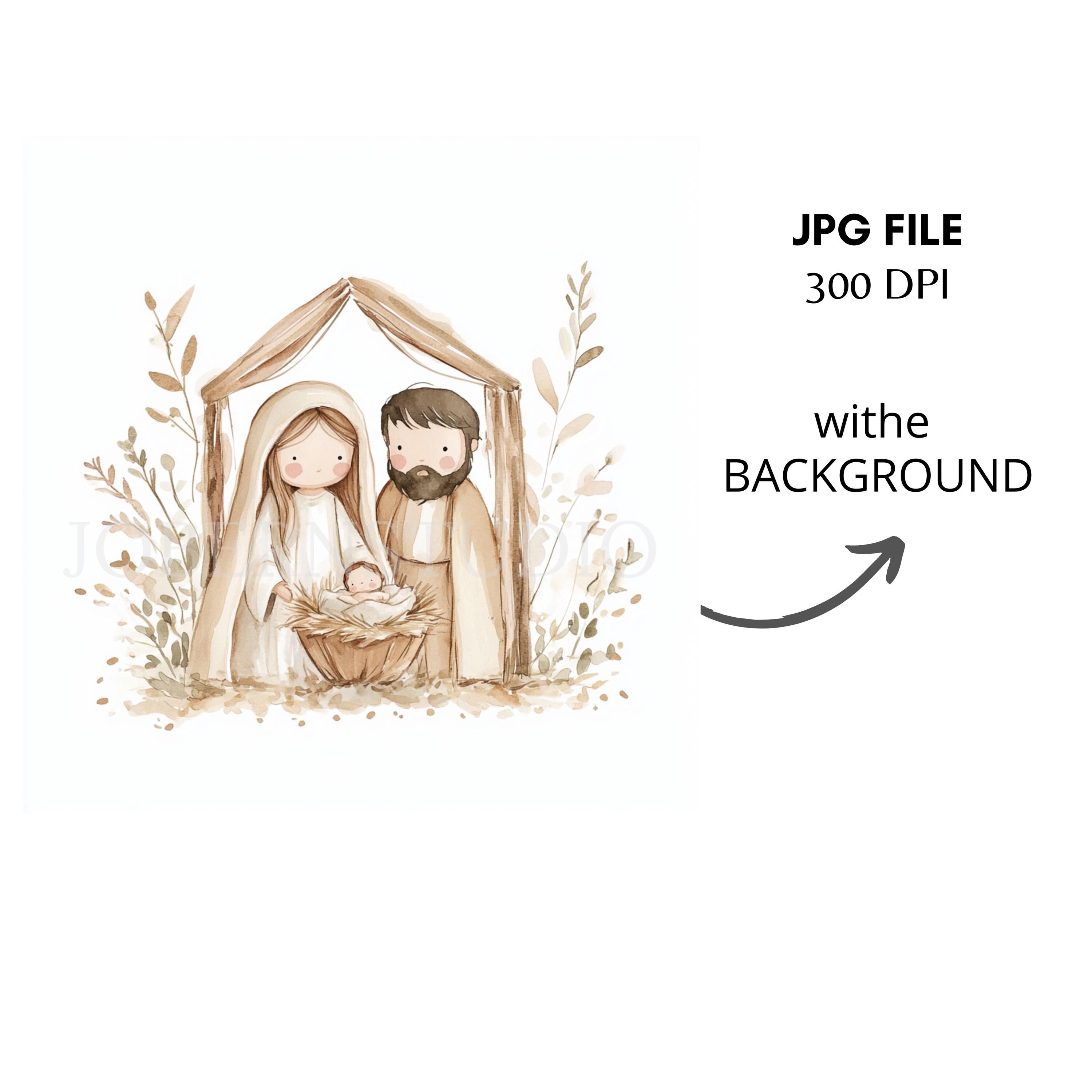 Nativity Clipart Bundle 7 High Quality Png,watercolor Nativity Sacred ...