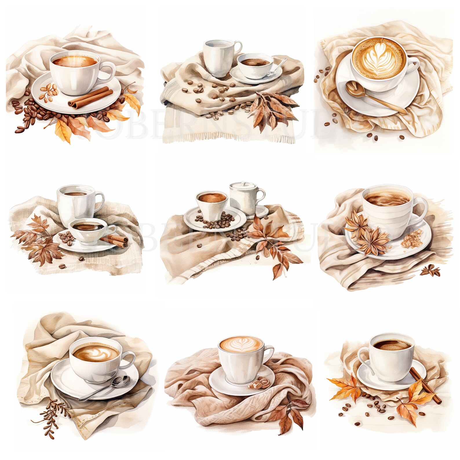 Cozy Winter Coffee Clipart Png,bundle 15 High Quality Jpg,watercolor ...