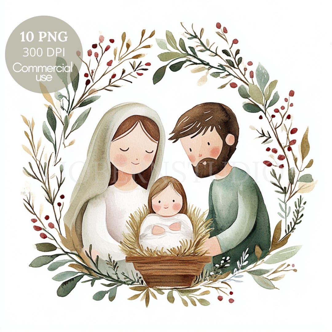 Nativity Clipart Bundle 10 High Quality Png,watercolor Nativity Sacred ...