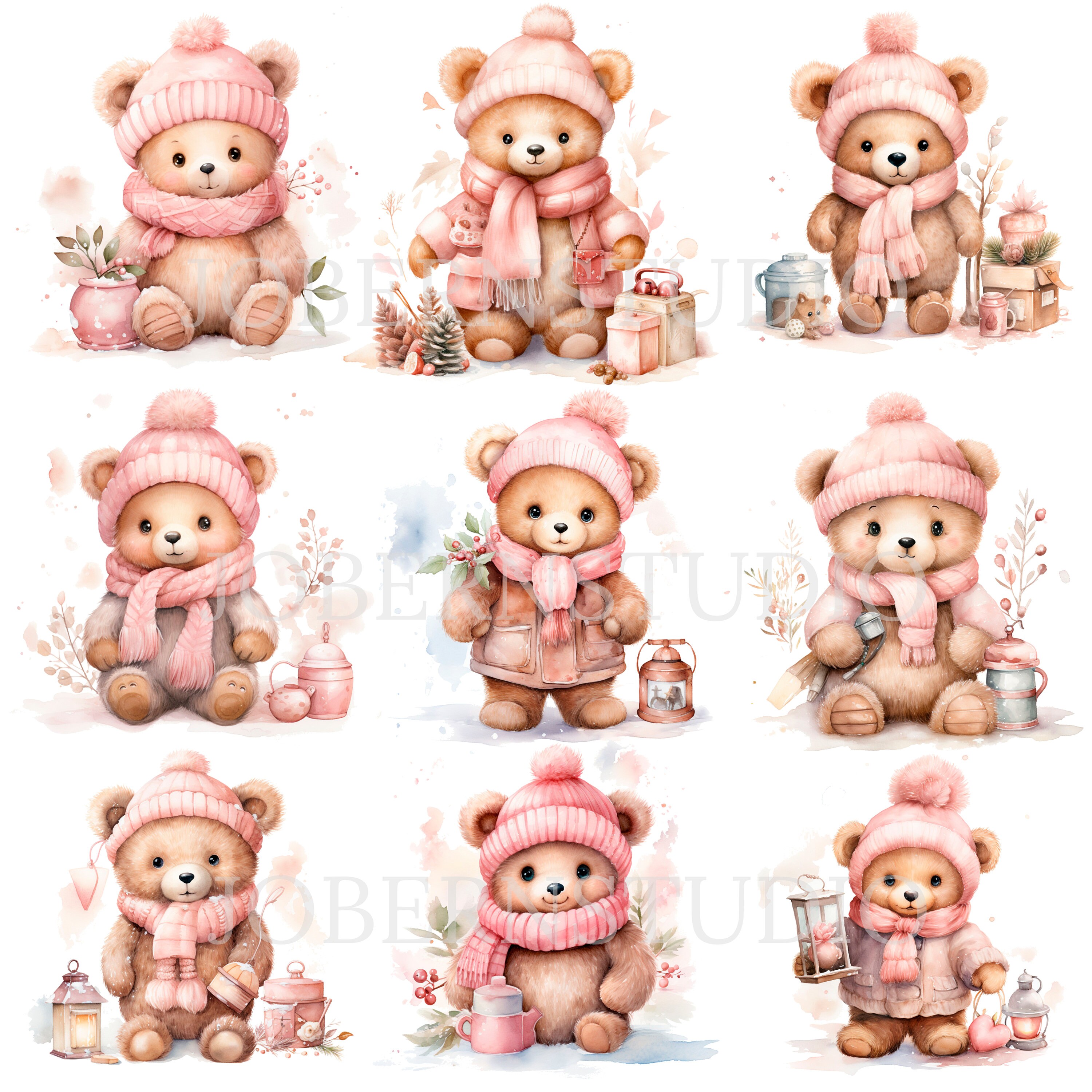 Winter Teddy Bear Clipart Pngbundle 15 High Quality - Etsy