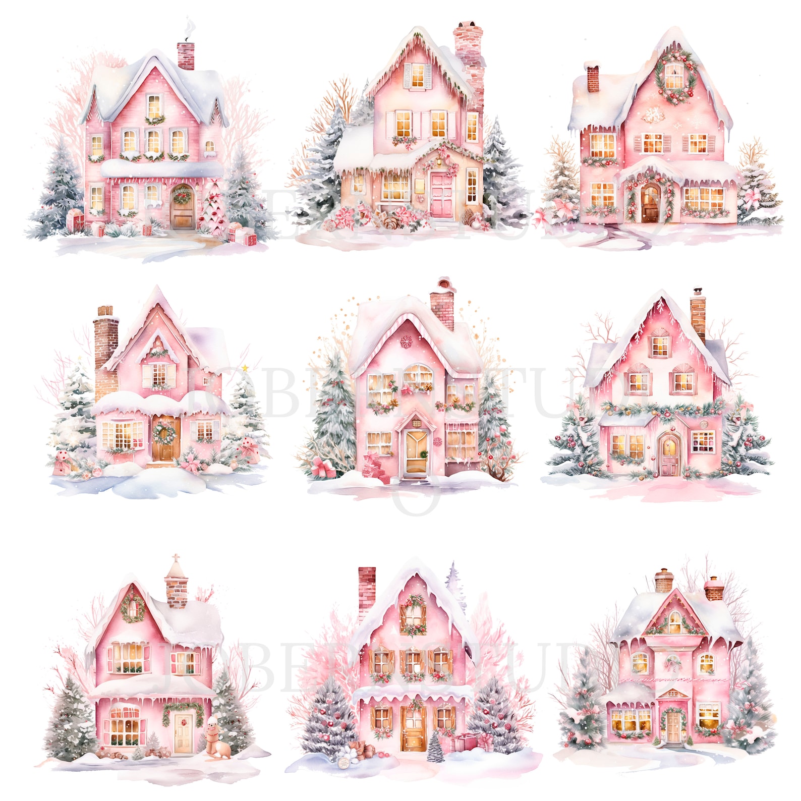 Cozy Winter House Clipart Png,bundle 15 High Quality Jpg,digital ...