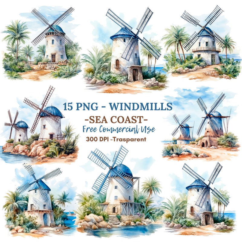 Windmolen aan de kust - Etsy België