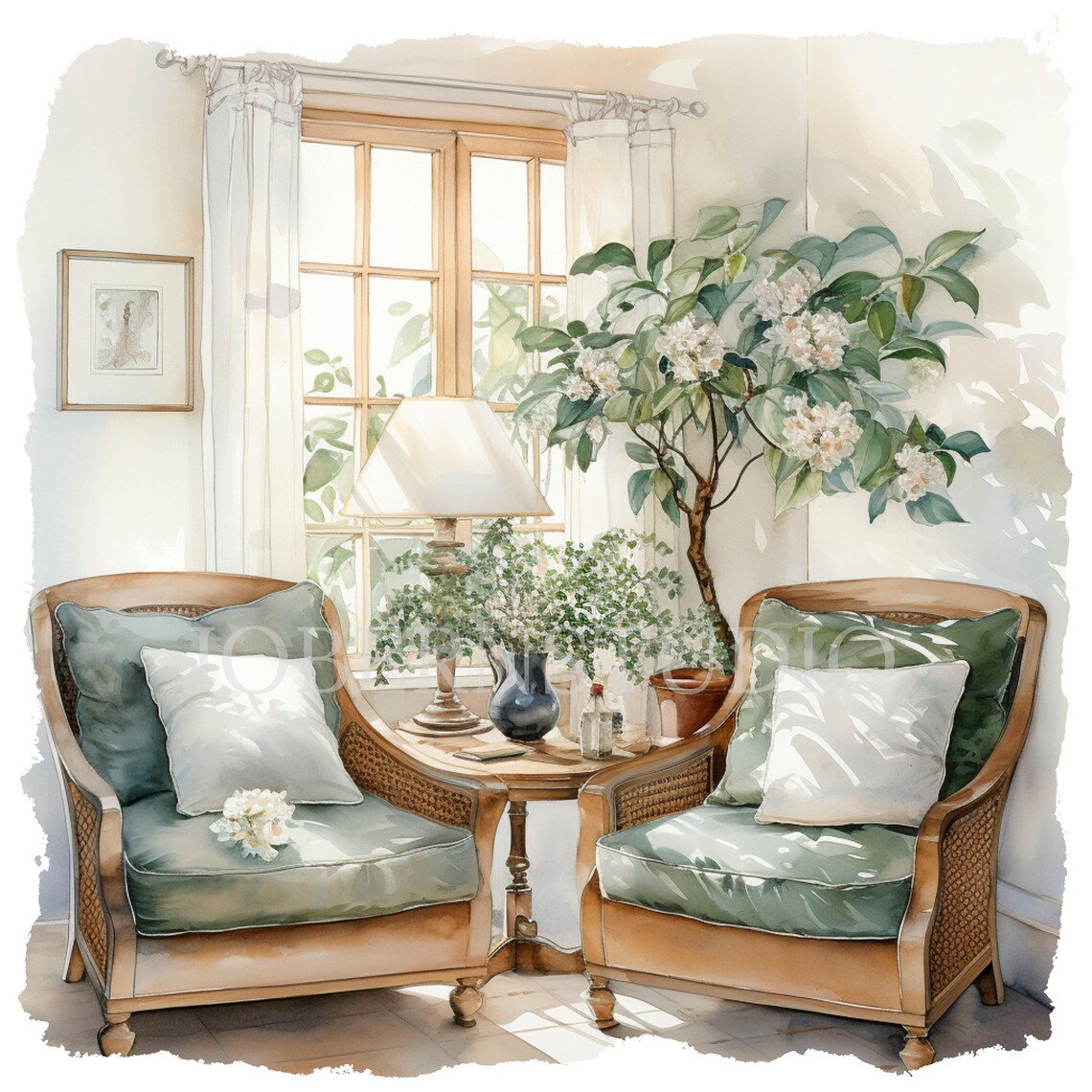 Living Room Clipart Bundle 15 High Quality Png,watercolor Home Decor ...