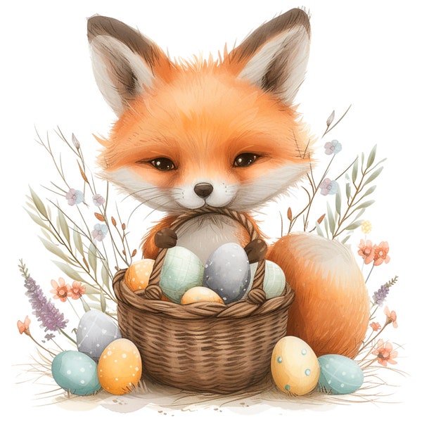 Fox Easter Card - Etsy