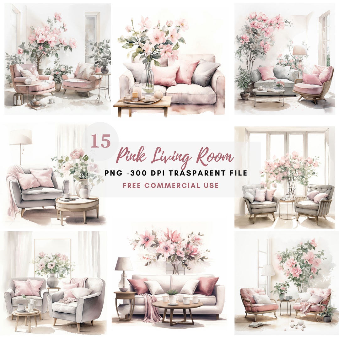 Living Room Clipart Bundle 15 High Quality Png,watercolor Home Decor ...