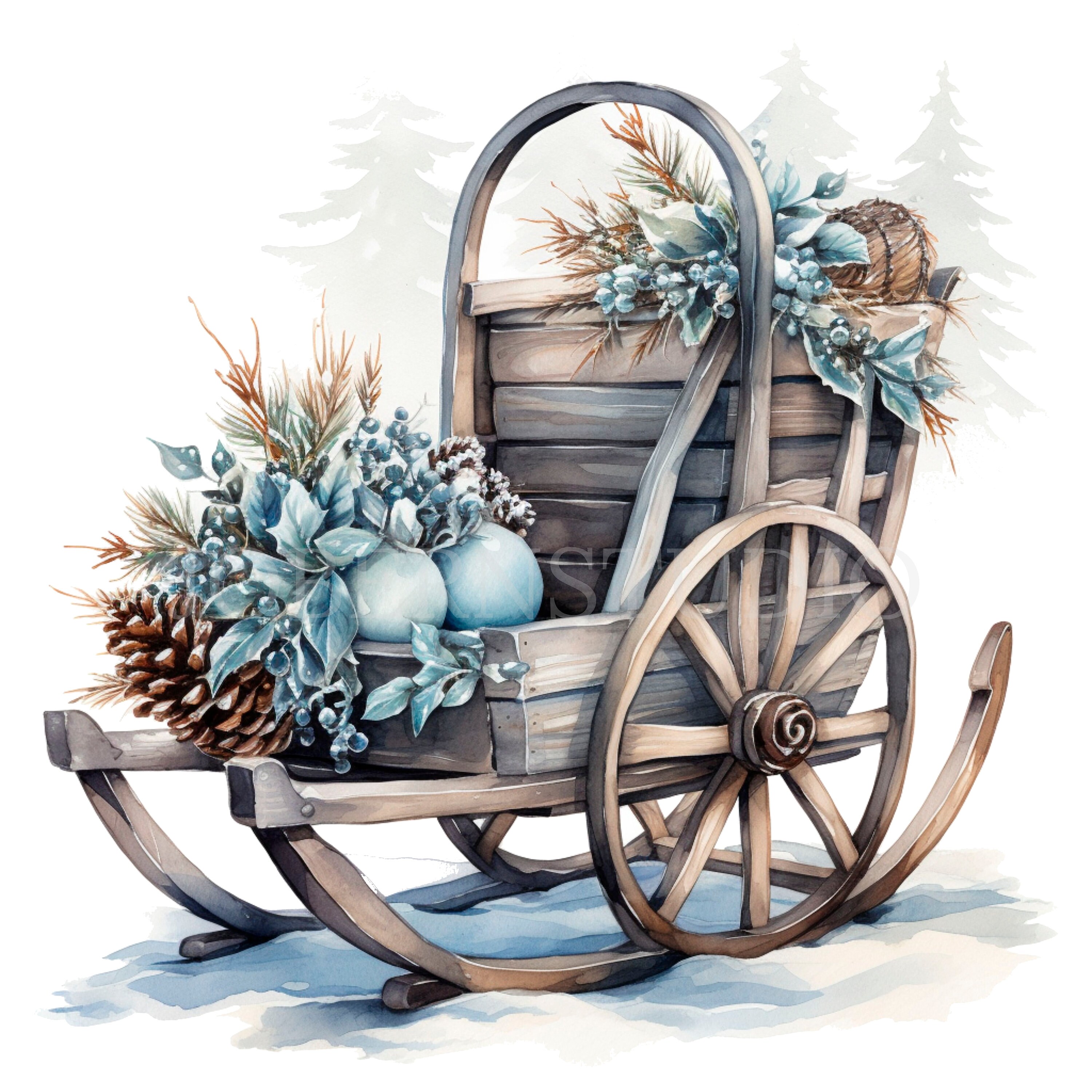 Winter Sled Clipart Png,bundle 15 High Quality Jpg,digital Download ...