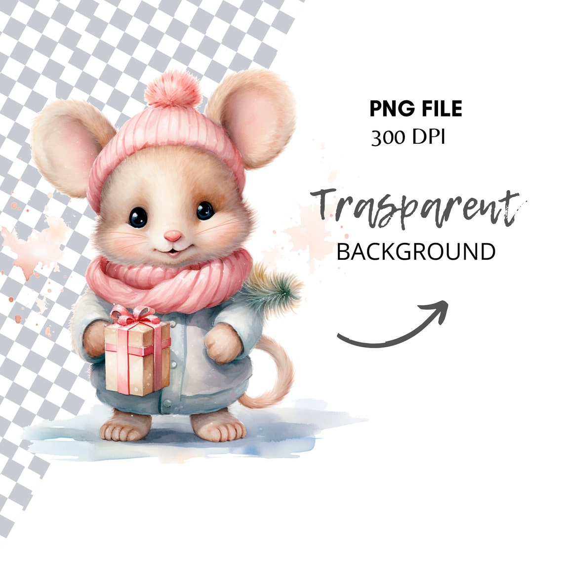 Winter Mouse Clipart Pngbundle 15 High Quality Jpgdigital - Etsy