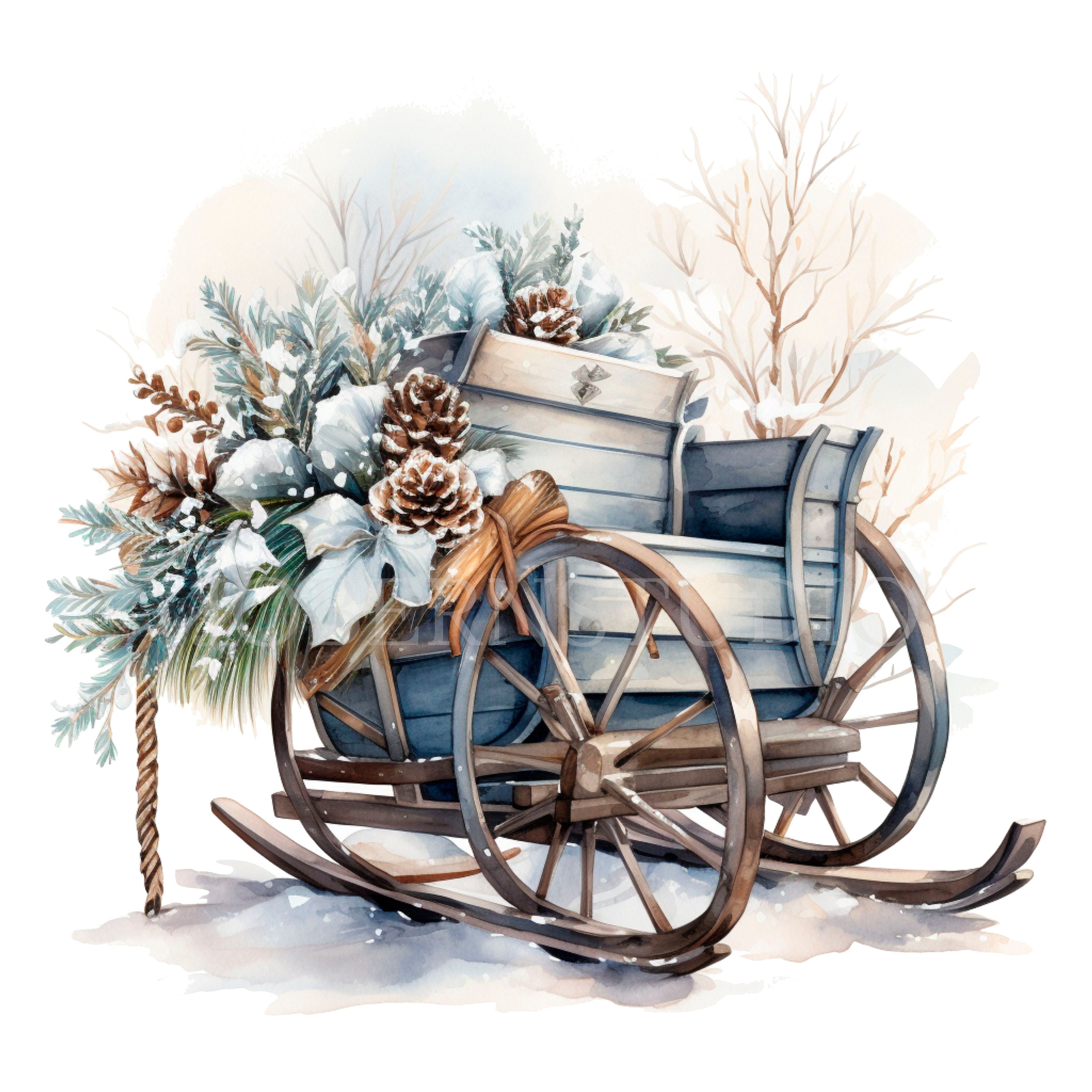 Winter Sled Clipart Png,bundle 15 High Quality Jpg,digital Download ...