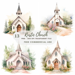 Rustic Church Clipart Png,bundle 13 High Quality,watercolor Church ...