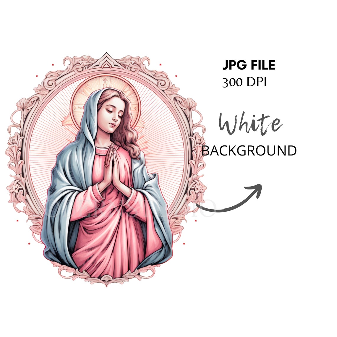 Pink Virgin Mary Clipart,bundle 15 High Quality Png,watercolor Clip Art ...